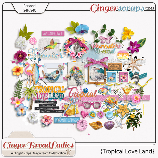 Tropical Love Land | Digital Scrapbooking Kit by The GingerBread Ladies