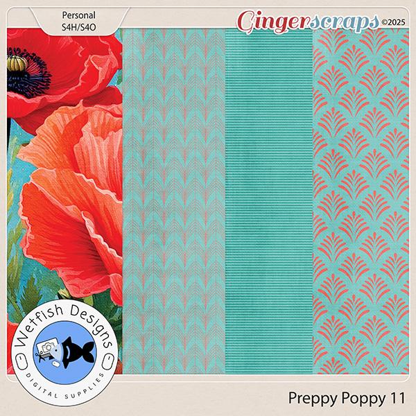 Preppy Poppy 11 Paper Pack by Wetfish Designs