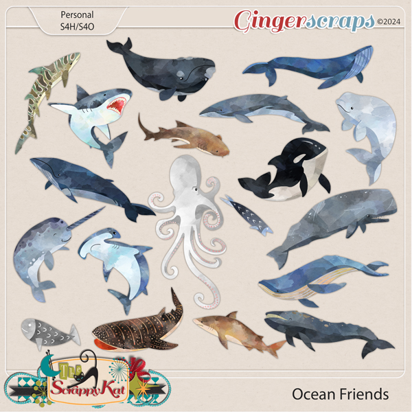 GingerScraps :: Embellishments :: Ocean Friends Add-on by The Scrappy Kat