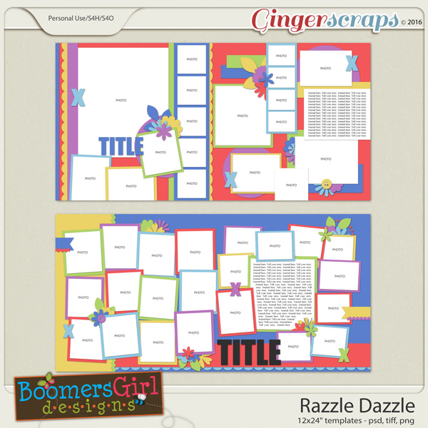 GingerScraps :: Templates :: Two Page Templates :: Razzle Dazzle ...