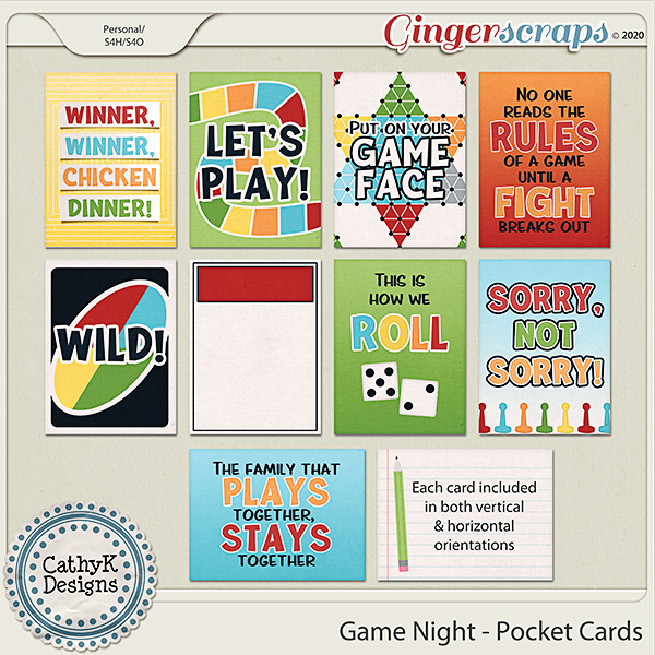 GingerScraps :: Pocket Scrapbooking :: Game Night - Pocket Cards by ...