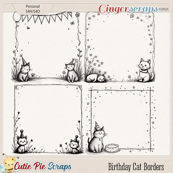 GingerScraps :: Masks :: Birthday Cat Page Borders