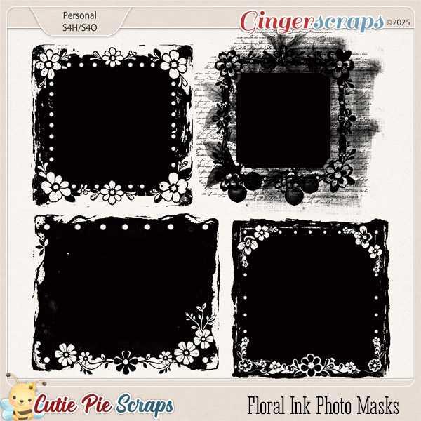 GingerScraps :: Masks :: Floral Ink Photo Masks