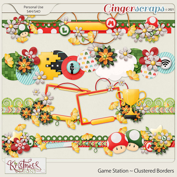 GingerScraps :: Embellishments :: Game Station Clustered Borders