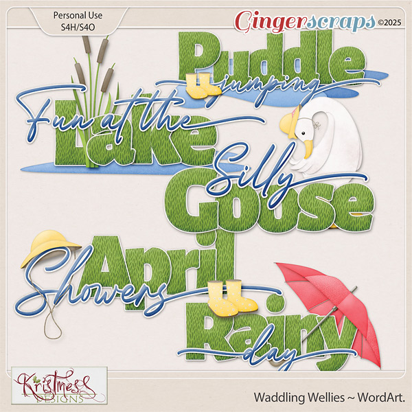 GingerScraps :: Word Art :: Waddling Wellies WordArt