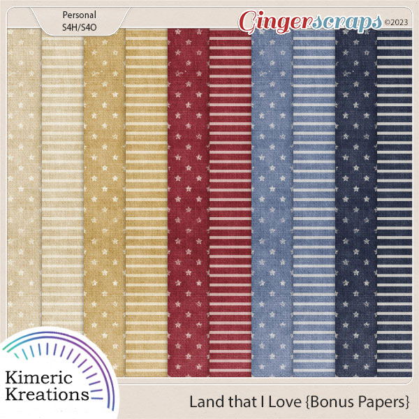 Digital Scrapbook Pack | Land that I Love Bonus Papers by Kimeric ...