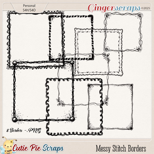 GingerScraps :: Masks :: Messy Stitch Page Borders
