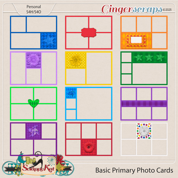 GingerScraps :: Quick Pages and Albums :: Basic Primary Photo Cards by ...