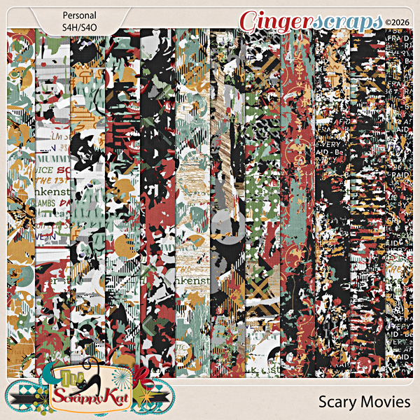GingerScraps :: Paper Packs :: Scary Movies Artsy Papers by The Scrappy Kat