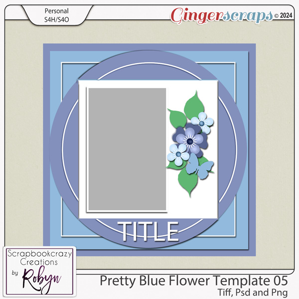 GingerScraps :: Templates :: Pretty Blue Flower Template 05 by ...