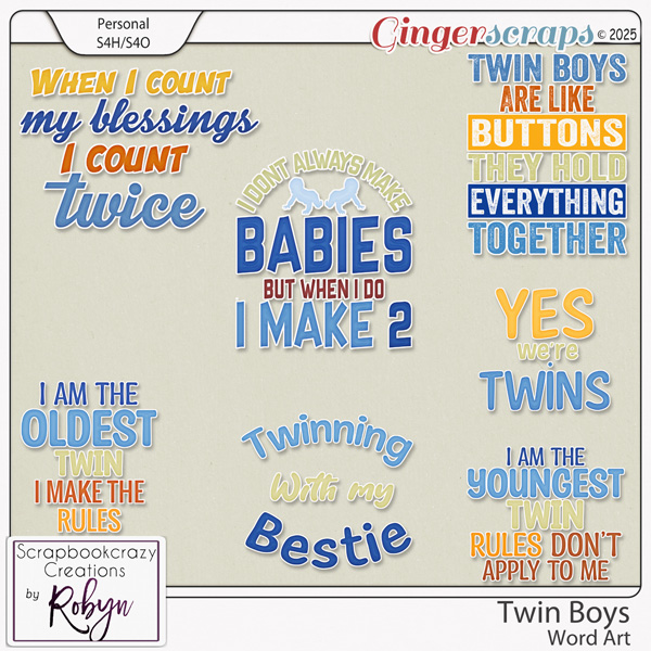 GingerScraps :: Word Art :: Twin Boys Word Art by Scrapbookcrazy Creations