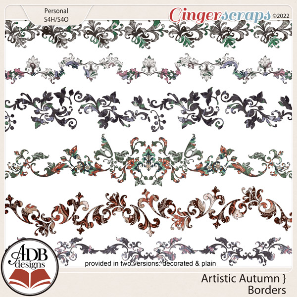 Digital Scrapbook Pack | Artistic Autumn Borders by ADB Designs ...