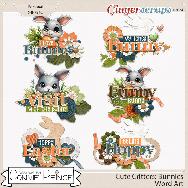 GingerScraps :: Word Art :: Cute Critters : Bunnies - Word Art Pack by ...