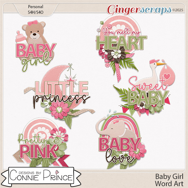 GingerScraps :: Word Art :: Baby Girl - Word Art Pack by Connie Prince