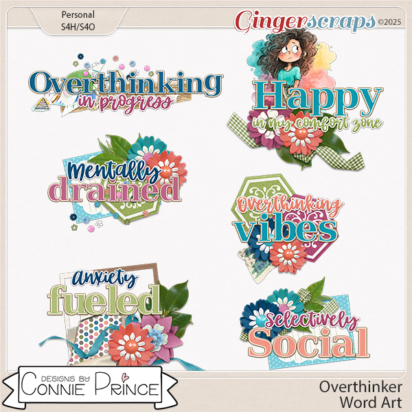 GingerScraps :: Word Art :: Overthinker - Word Art Pack by Connie Prince