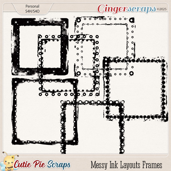 GingerScraps :: Masks :: Messy Ink Layouts Frames 01