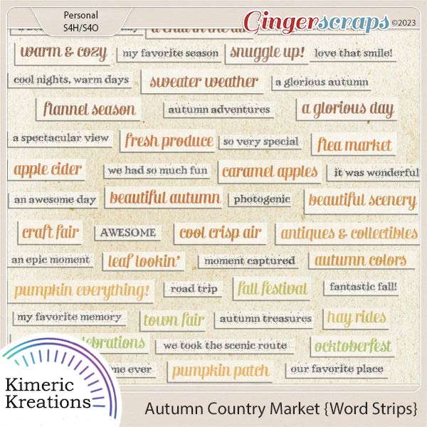 Digital Scrapbook Pack | Autumn Country Market Word Strips by Kimeric ...