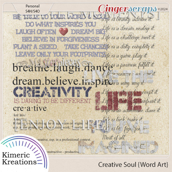Digital Scrapbook Pack | Creative Soul Word Art by Kimeric Kreations ...