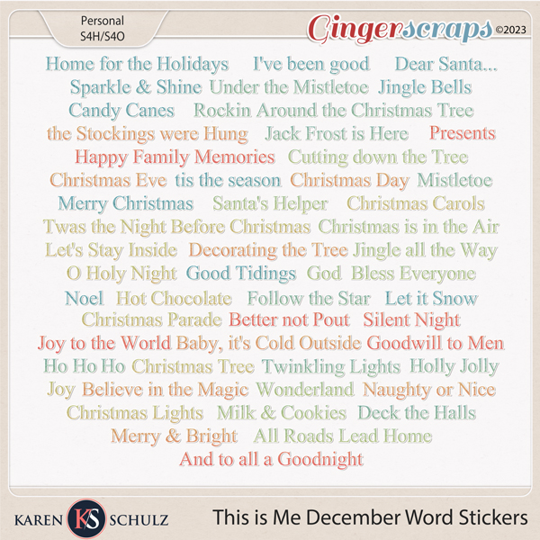 Digital Scrapbook Pack | This is Me December Word Stickers by Karen ...
