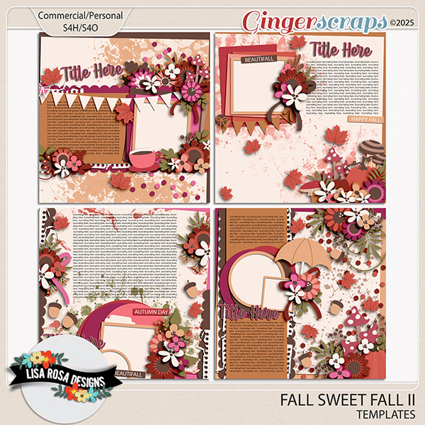 GingerScraps :: Templates :: Fall Sweet Fall II Templates by Lisa Rosa ...