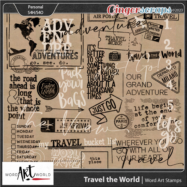 Travel the World Word Art Stamps by Word Art World
